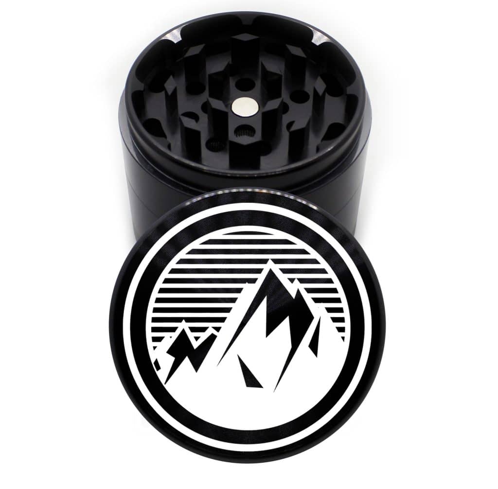 Grinder: Retro Mountain, Black, 63mm, 4-piece | Tahoe Grinder Company